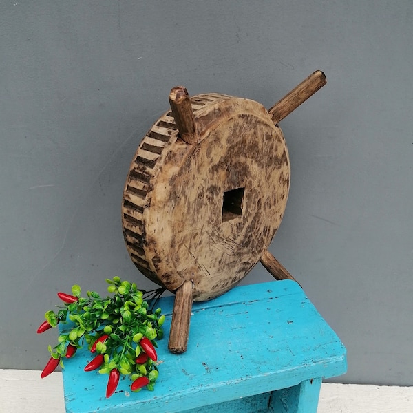 Antique Wooden Loom Wheel - Etsy