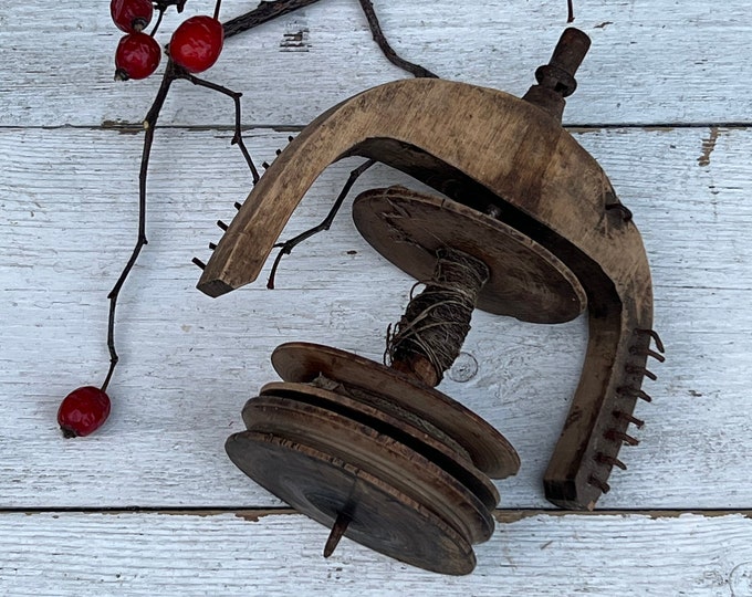 Wooden Spool, Vintage Spinning Wheel, Antique Wooden Spinning ...