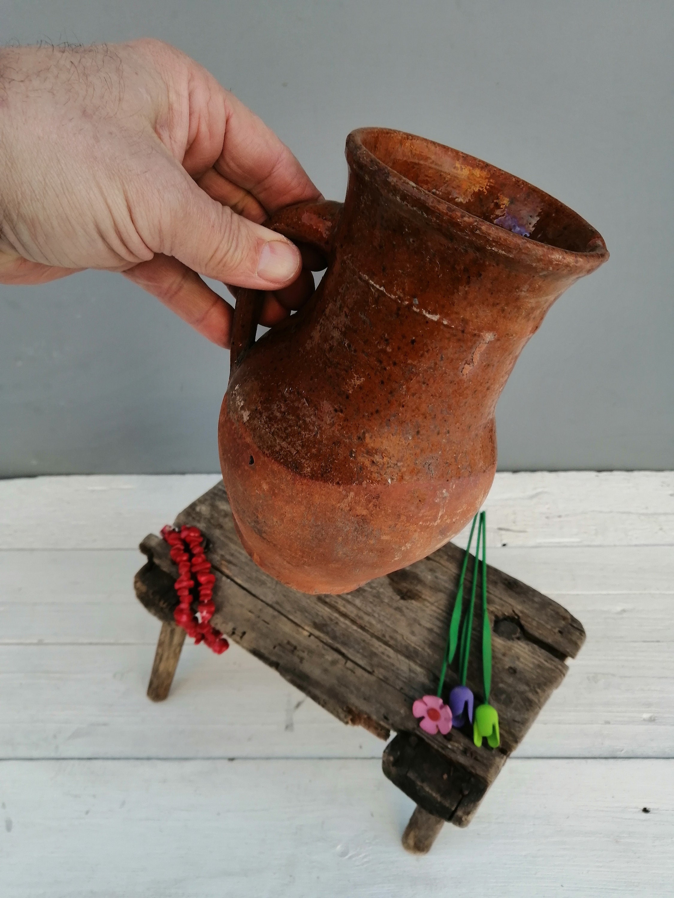 Very Old Clay Jar Ceramic Jug Vintage Clay Jug Flower Vase - Etsy