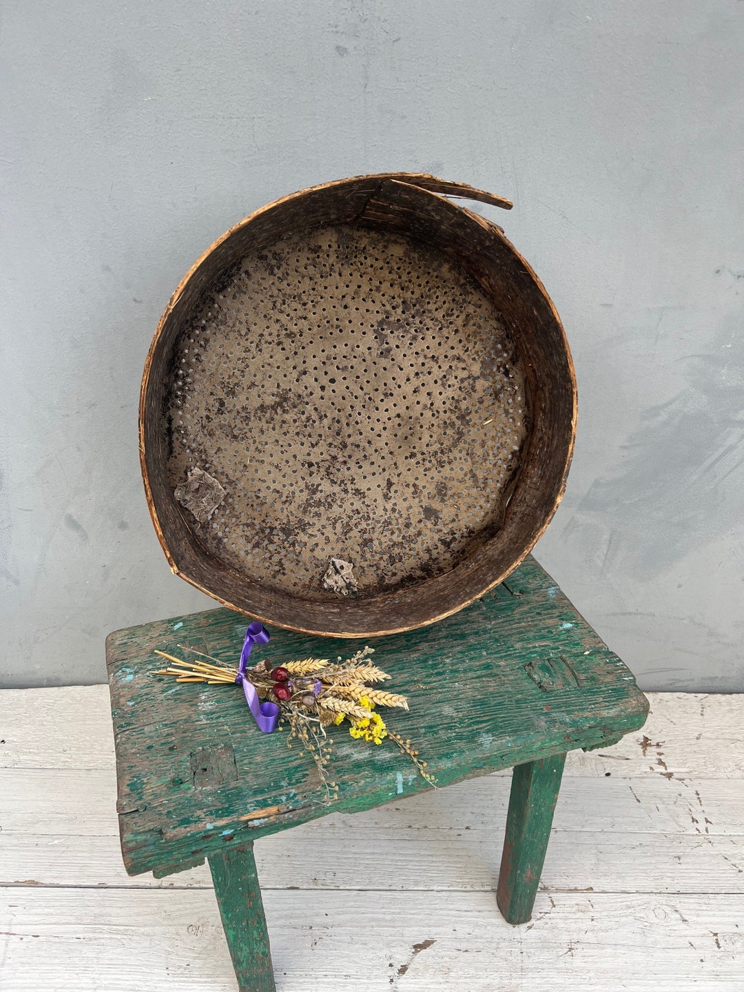 Antique Wooden Sieve, Unique Sieve, Farmhouse Decor, Parents Gift ...