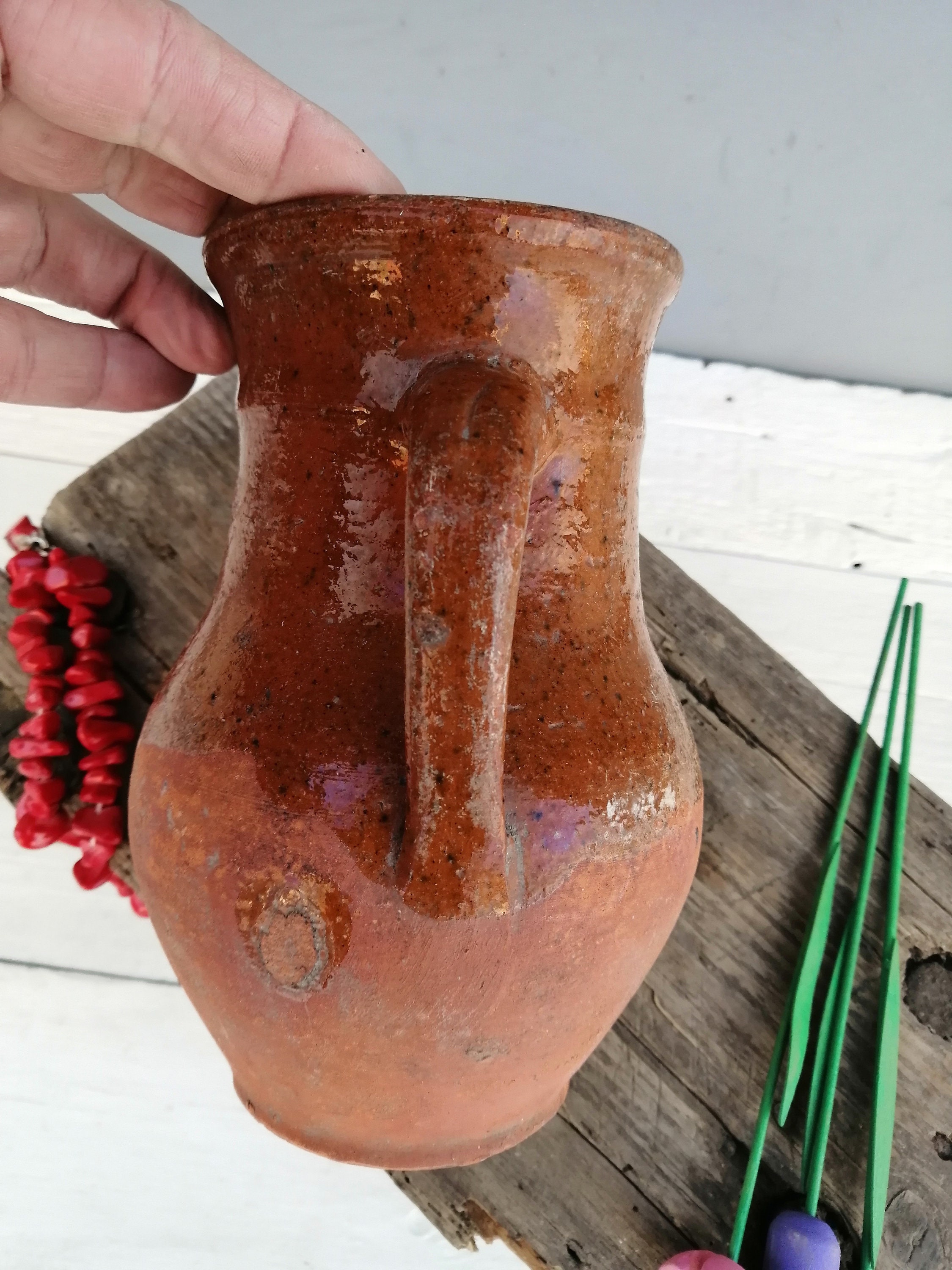Very Old Clay Jar Ceramic Jug Vintage Clay Jug Flower Vase - Etsy