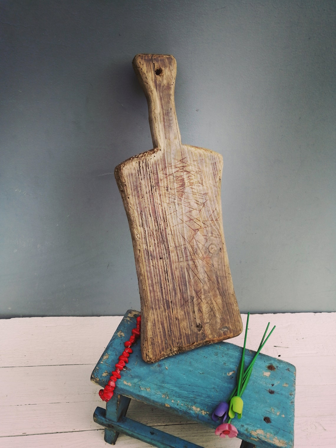 Antique Rustic Cutting Board With Food Chopper Bread Board | Etsy