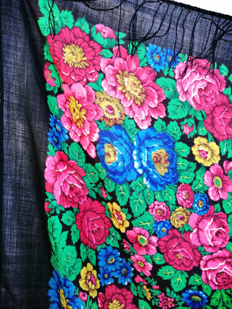 Vintage Scarf Ukrainian Floral Scarf Gift From Ukraine - Etsy