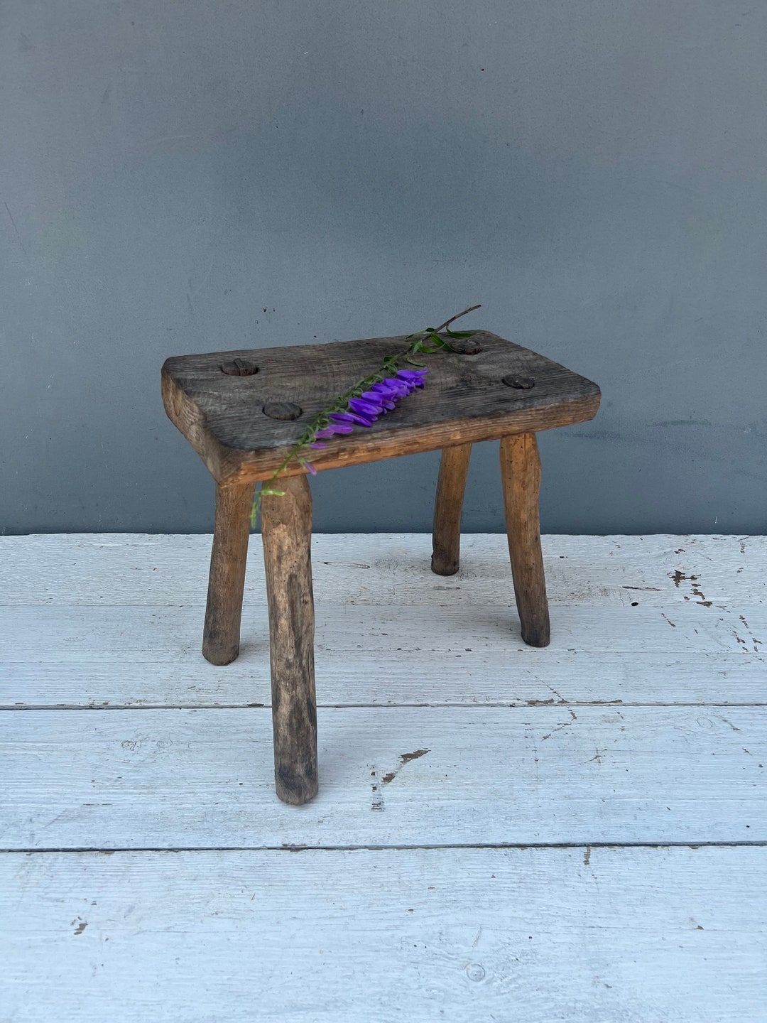 Antique Wooden Stool, Vintage Bench Farmhouse Rustic Wooden Seat Rustic ...