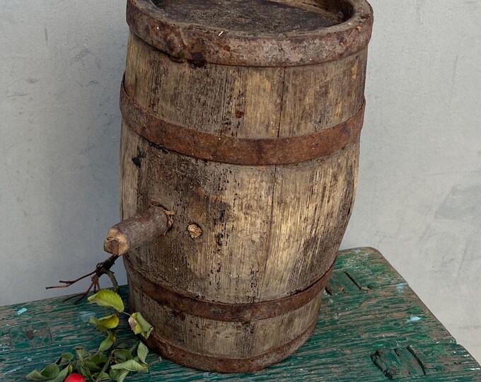 Primitive Wood Farm Barrel, Wine Barrel, Vintage Barrel, Unique Barrel ...