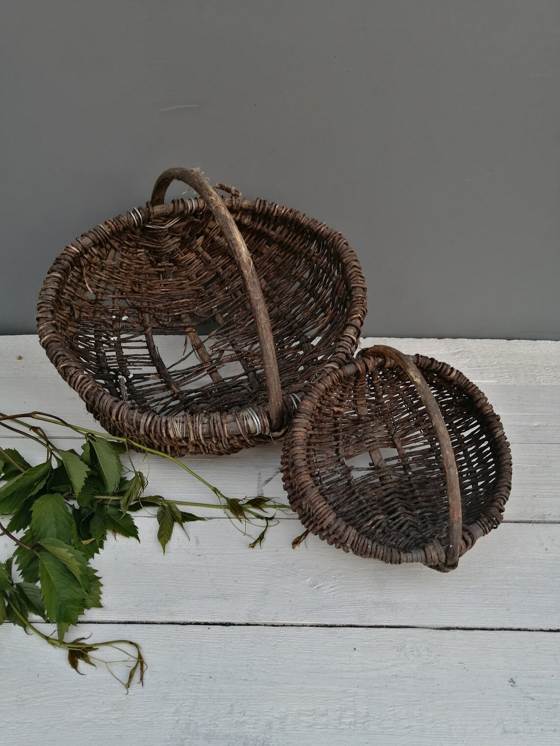 Wicker Basket Bag Outdoor Planter Garden Planters Garden | Etsy