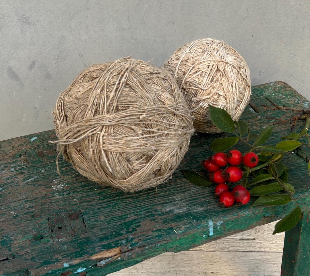 Natural Linen Thread. Handmade, Made on a Spinning Wheel, for Weaving ...