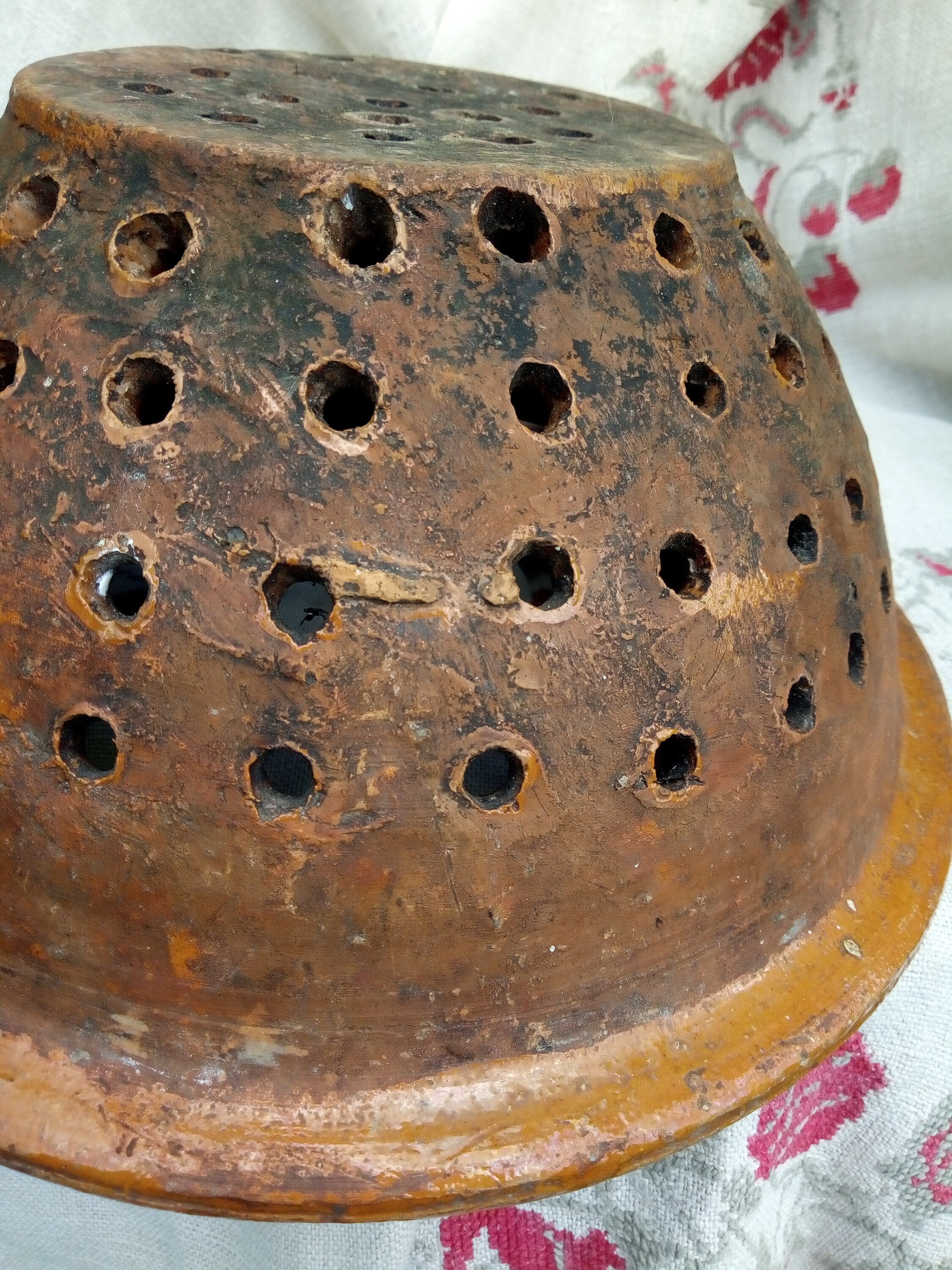 Vintage ceramic sieve Antique plate orange dish clay plate | Etsy