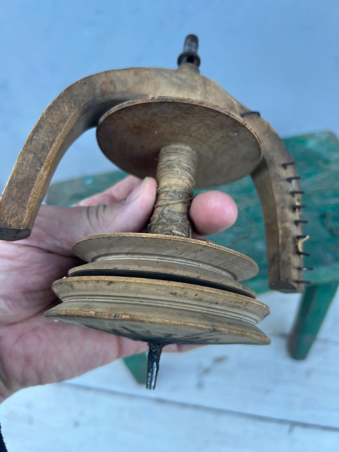 Wooden Spool, Vintage Spinning Wheel, Antique Wooden Spinning ...