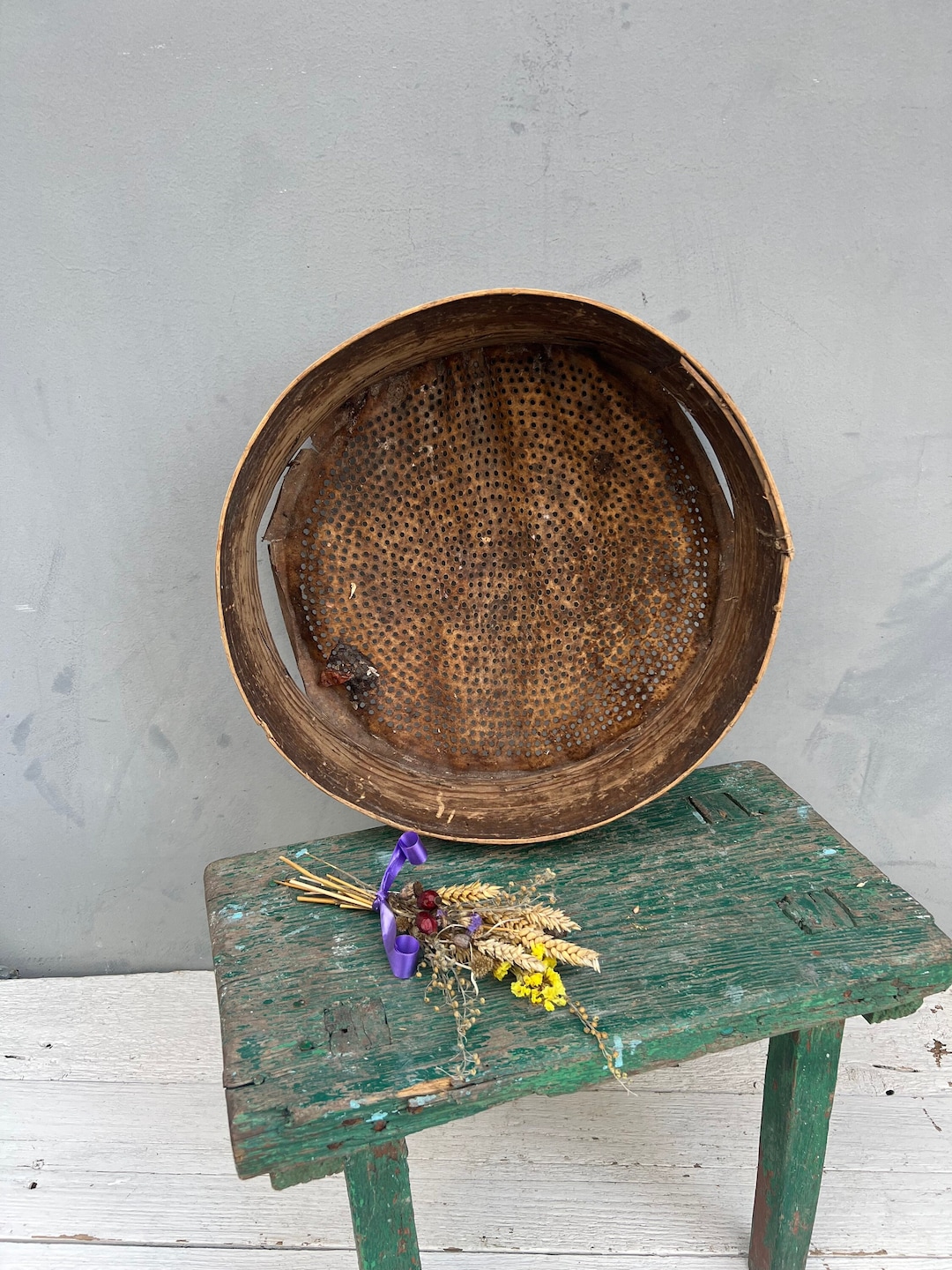 Antique Wooden Sieve, Unique Sieve, Farmhouse Decor, Parents Gift ...