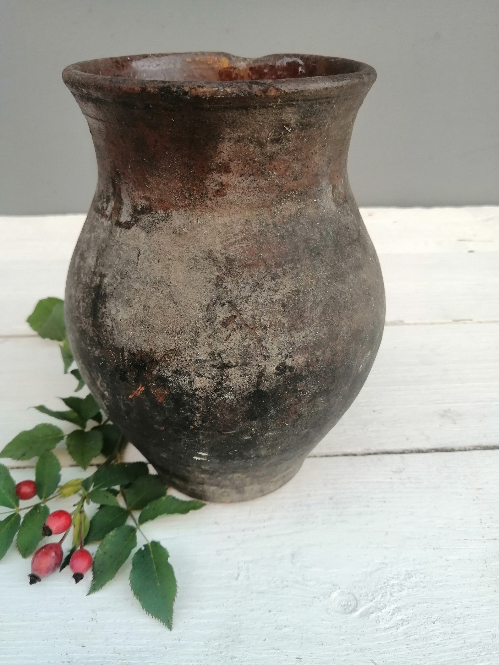 Ceramic Pitcher Vintage Clay Jug A Vase for Flowers - Etsy