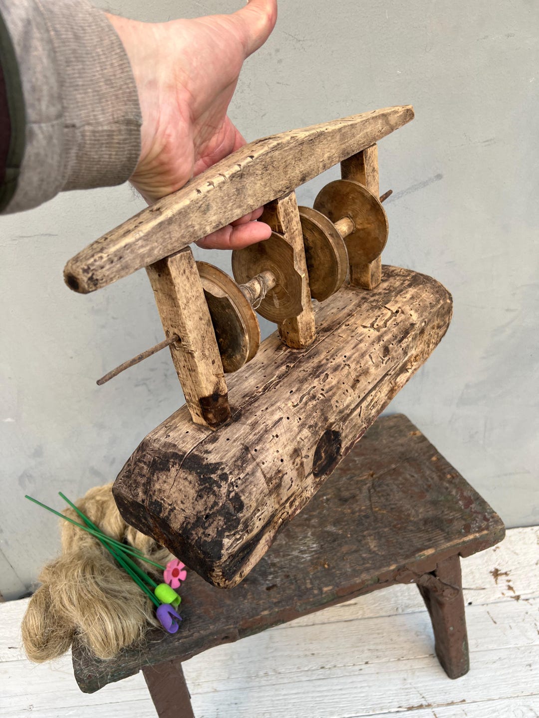 Antique Spinning Wheel Wooden Wheel Wooden Spinning Wheel Country Style ...