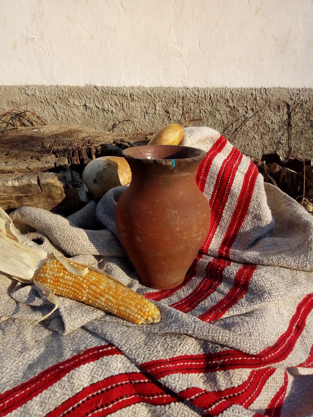 Antique Clay Jug, Fire Orange Ceramic Vase, Table Decor - Etsy