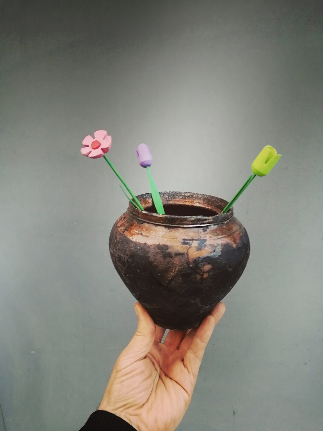 Pot vintage, petit pot en argile, amphore antique, pot de plante en ...