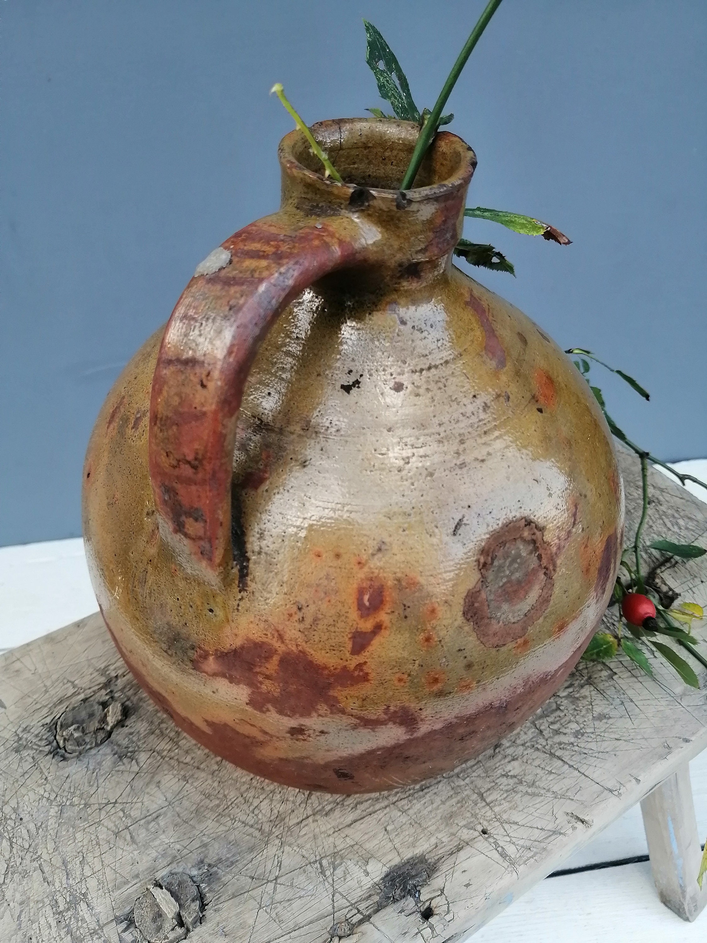 Vintag clay jug Rustic milk jug Traditional small ceramic | Etsy