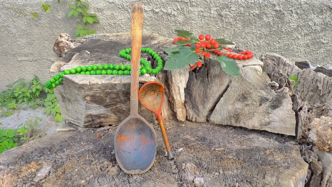 Cuchara de madera, cuchara tallada a mano, cuchara de madera, cuchara ...