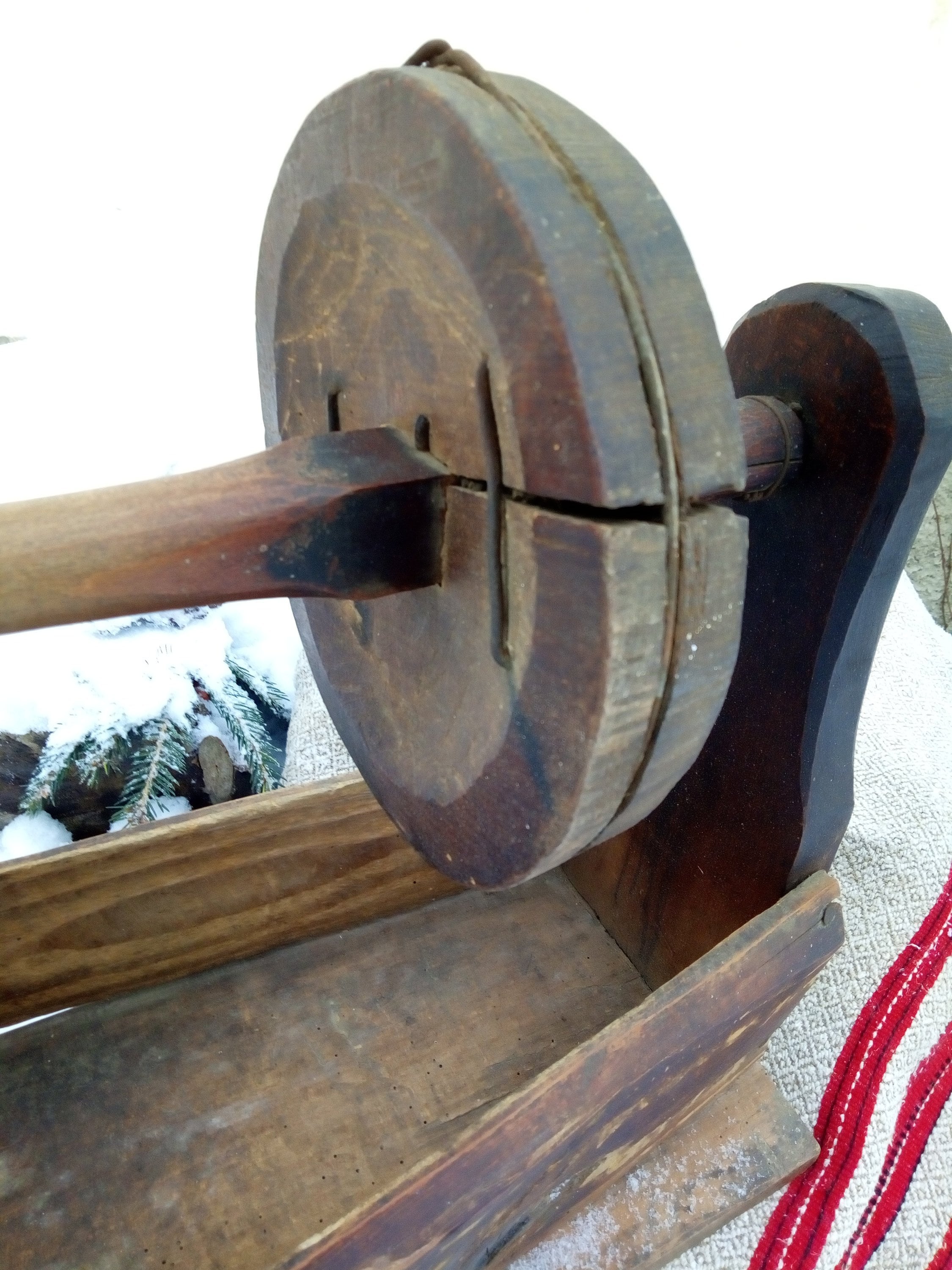 Vintage Wooden Spinning Wheel Spool Vintage Wood Spare Wheel Spool ...