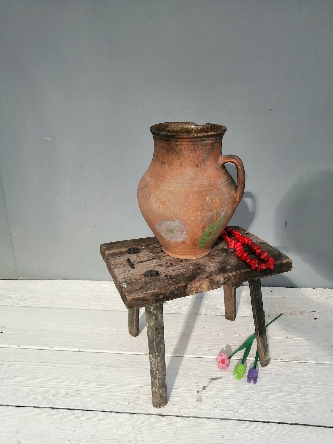 Ceramic Jug, Antique Clay Jug, Rustic Milk Jug, Traditional Ceramic Jug ...