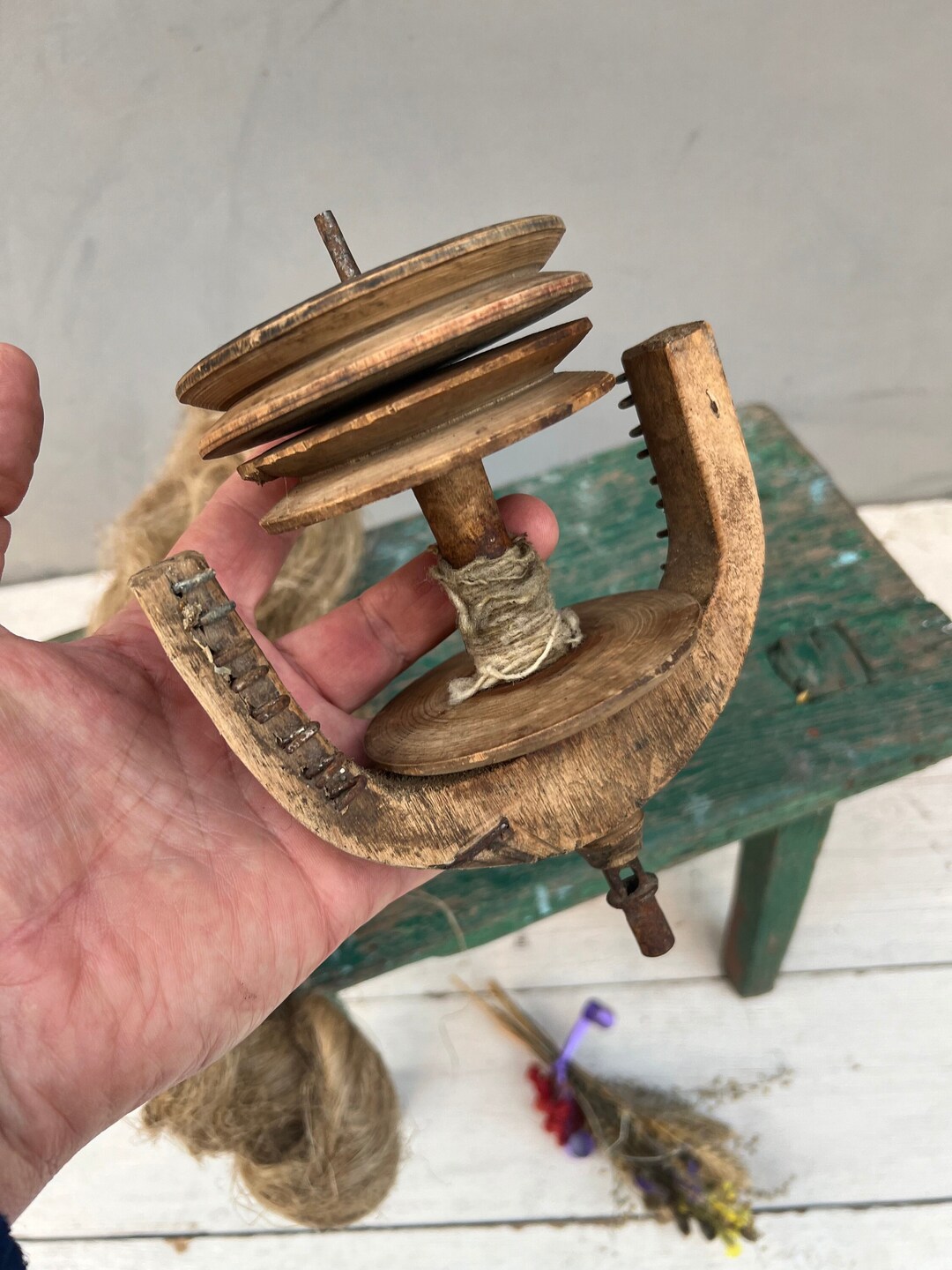 Wooden Spool, Vintage Spinning Wheel, Antique Wooden Spinning ...
