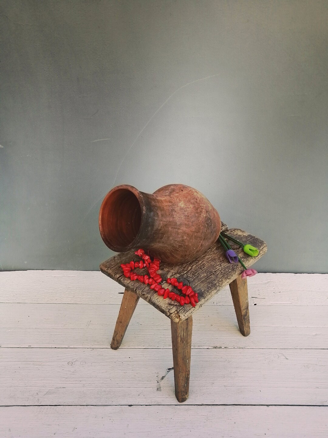 Vintage Ceramic Jug, Mid Century Original Pottery Vessel, Traditional ...