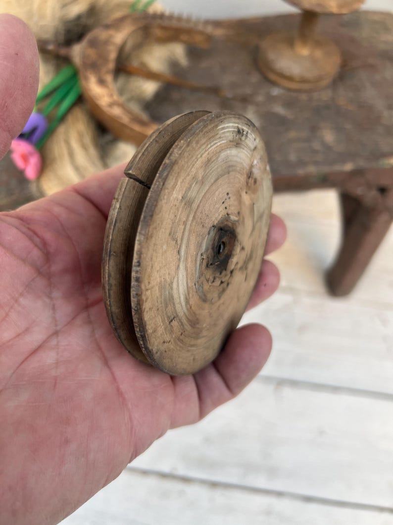 Vintage Wooden Spinning Wheel Spool, Primitive Rural Decor - Etsy
