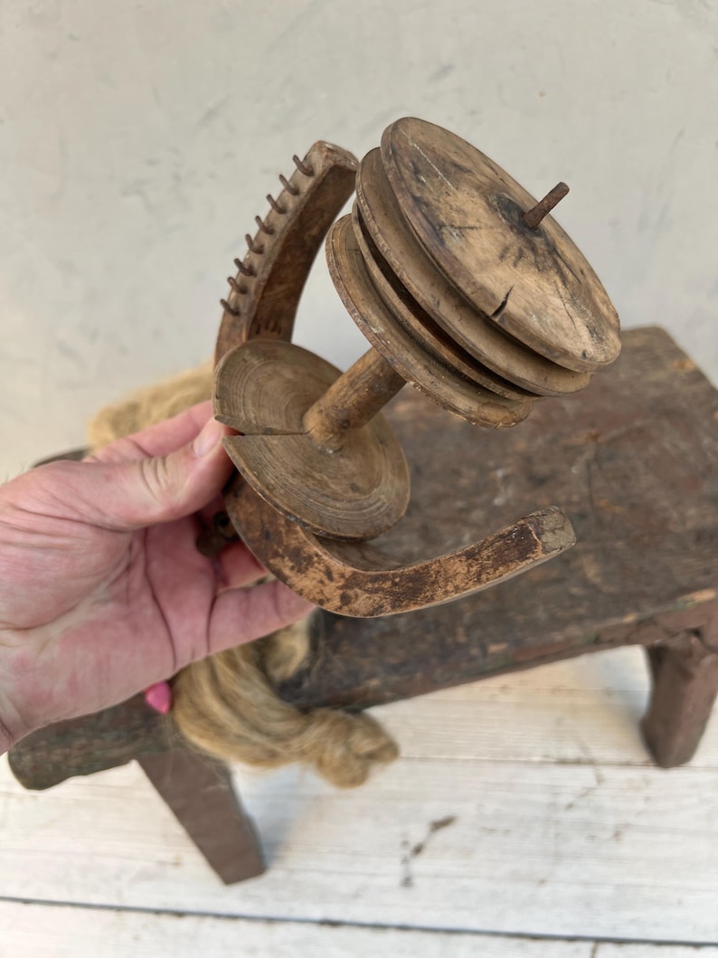 Vintage Wooden Spinning Wheel Spool, Primitive Rural Decor - Etsy