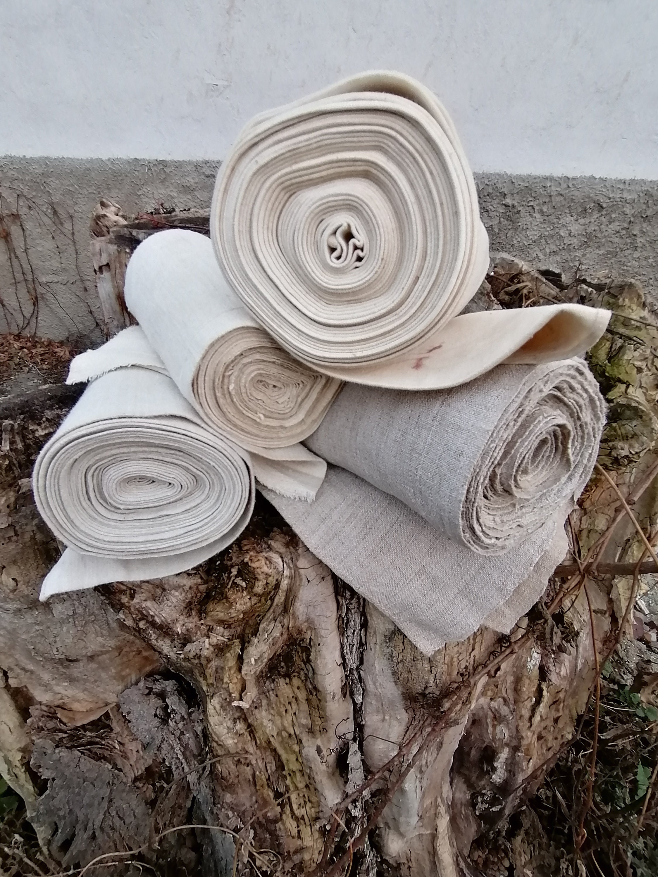 Antique linen by the yard Organic linen roll Natural linen | Etsy