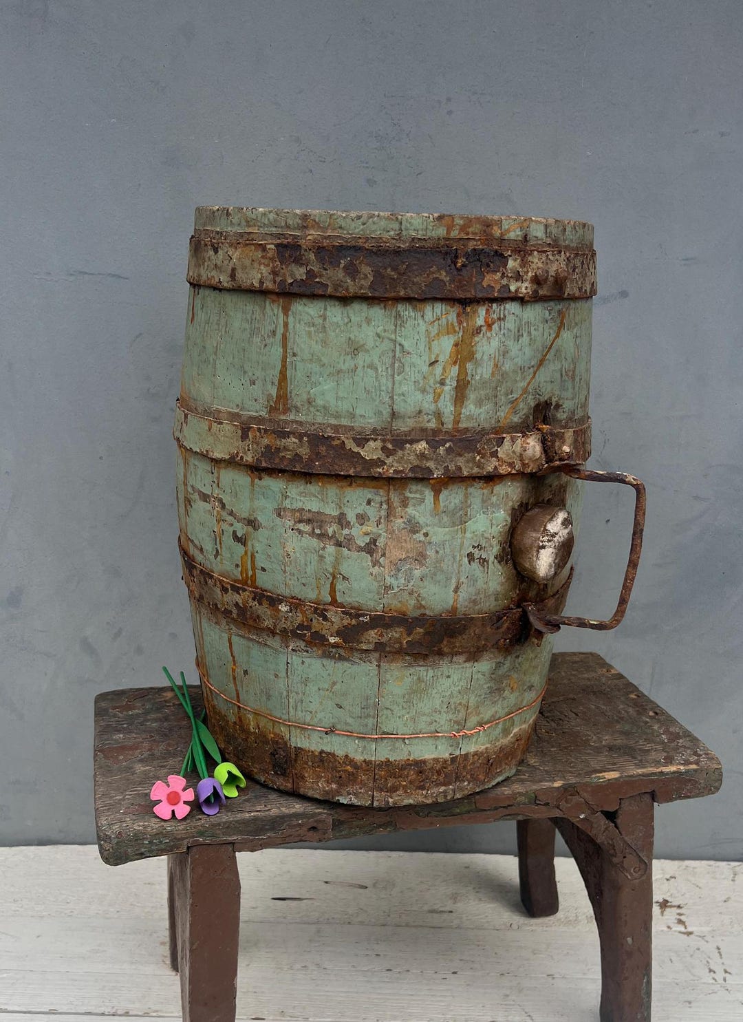 Primitive Wood Farm Barrel, Wine Barrel, Vintage Barrel, Unique Barrel ...