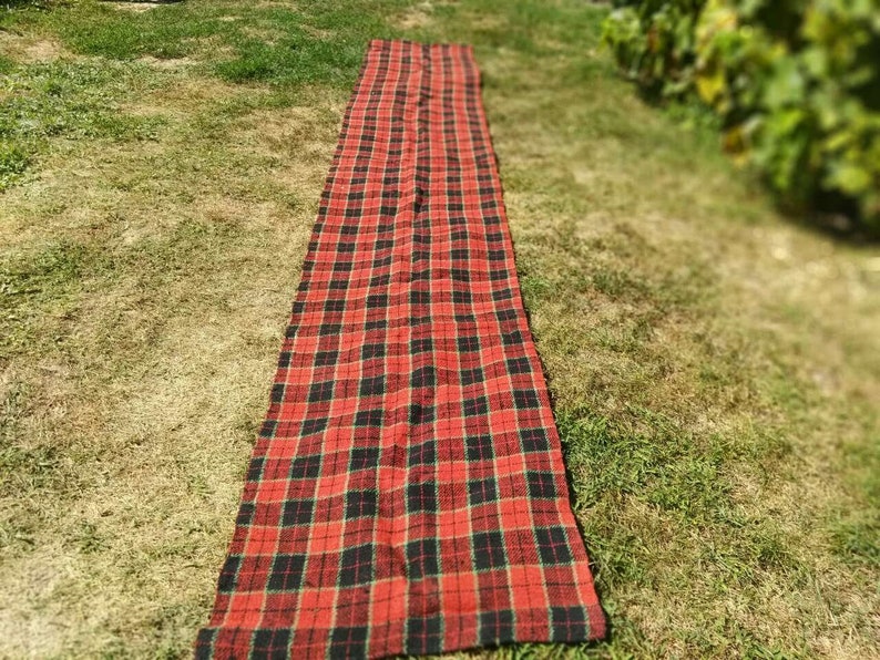 Vintage Homespun Plaid Rug, Natural Dye, Country Farmhouse Decor (170 ...