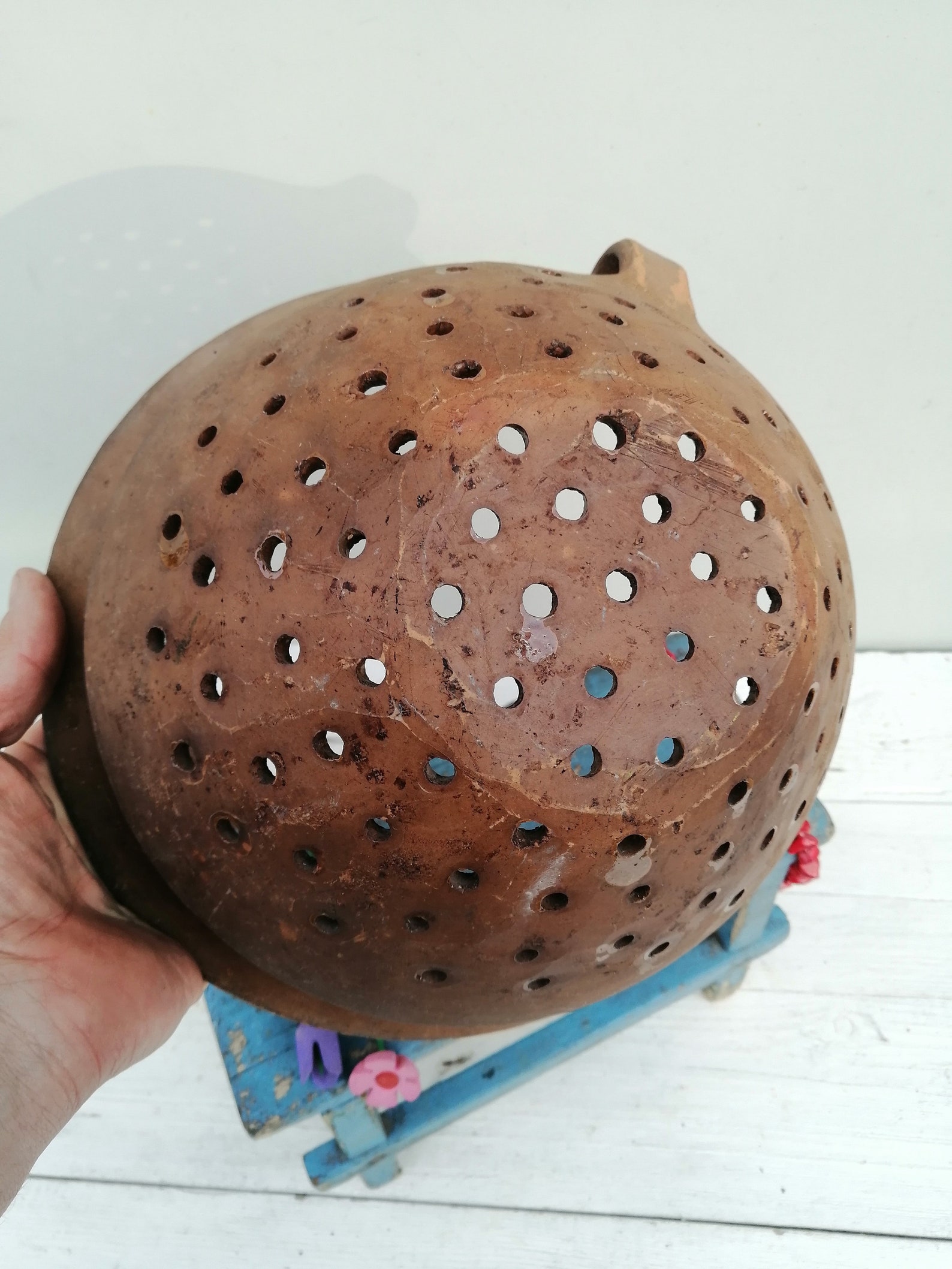 Vintage Ceramic Sieve Vintage Colander Orange Dish Clay - Etsy