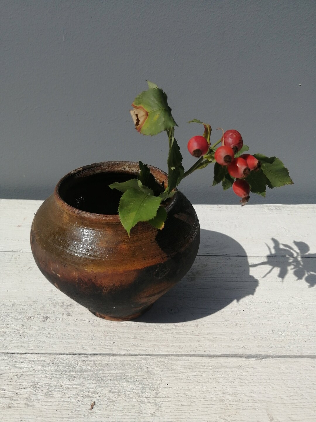 Vintage Pot, Small Clay Pot, Antique Amphora, Clay Plant Pot, Low Pot ...