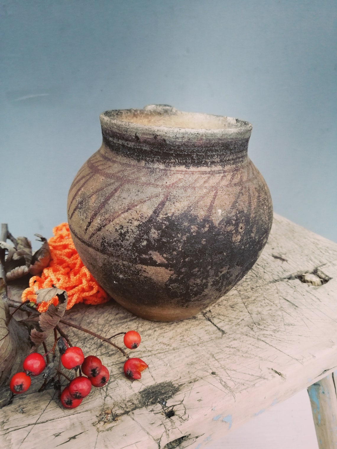 Vintage Clay Pot Ceramic Vase Unique Pot Flower Vase | Etsy