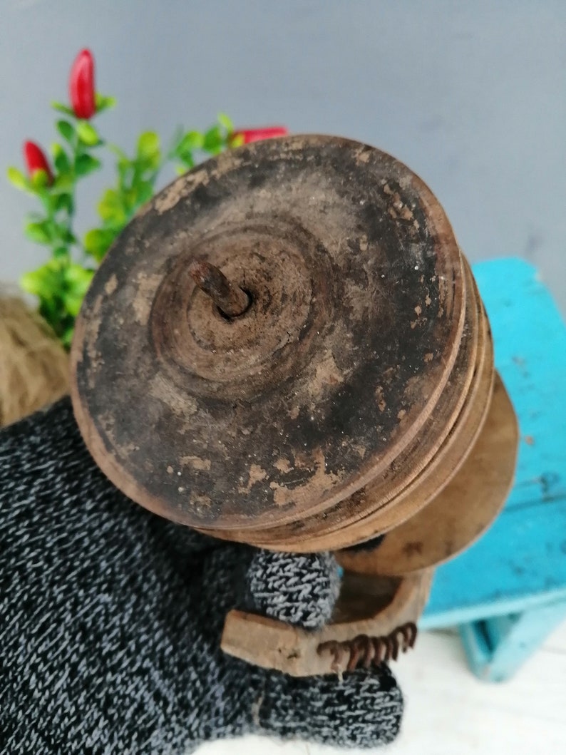 Wooden Spool Vintage Spinning Wheel Antique Wooden Spinning | Etsy