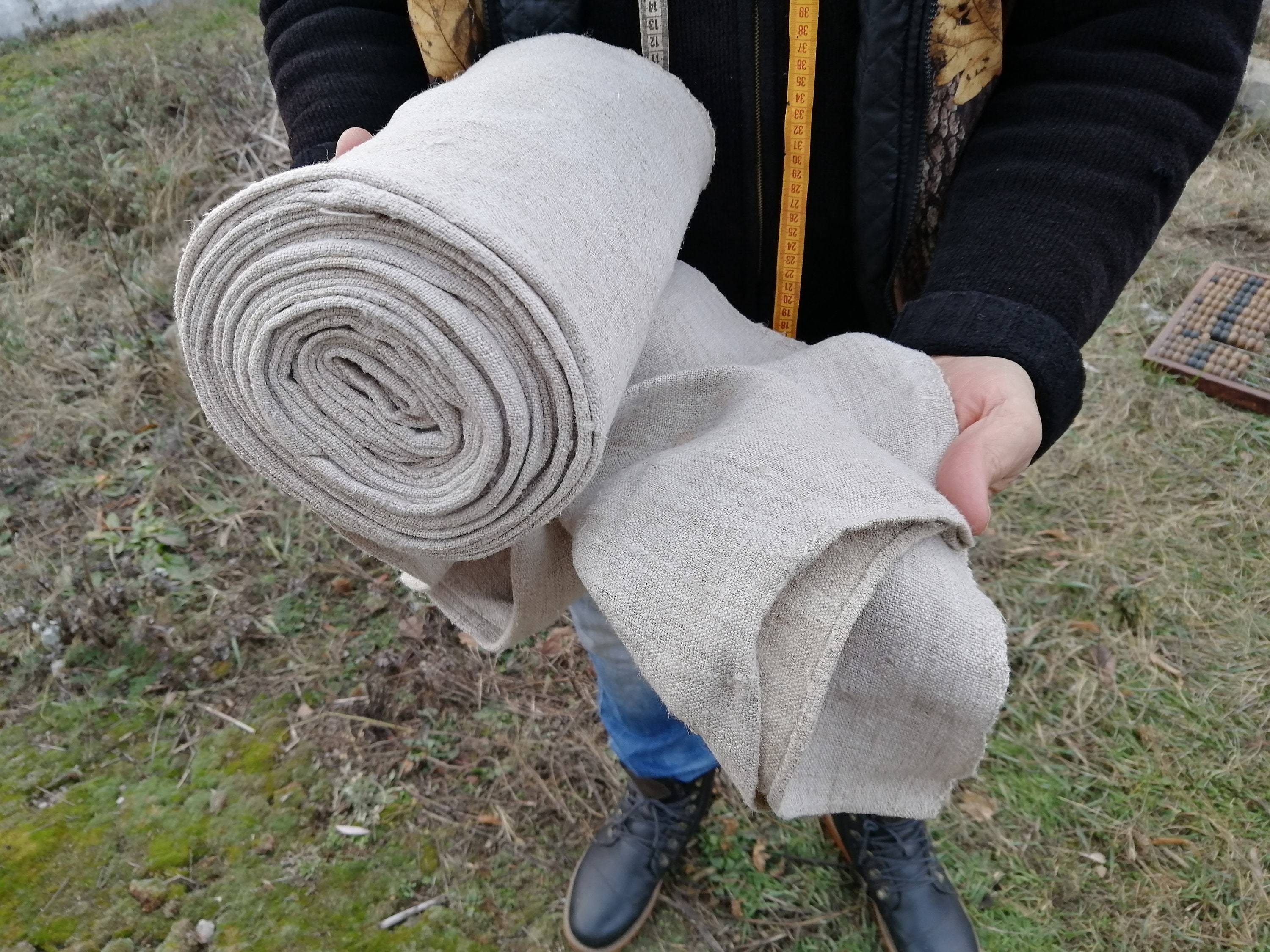 Antique linen by the yard Organic linen roll Natural linen | Etsy