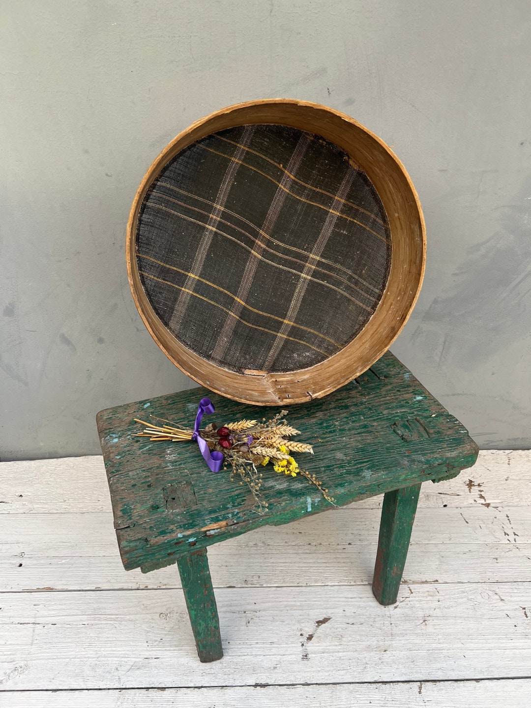 Vintage Wooden Sieve, Wooden Sieve, Country House Decor, Rustic ...