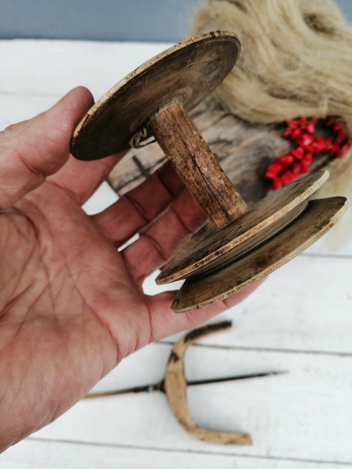 Wooden Spool Vintage Spinning Wheel Antique Wooden Spinning | Etsy