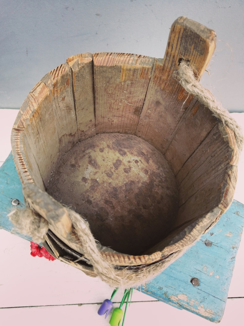 Primitive Wood Farm Bucket Very Antique Rustic Wood Bucket - Etsy