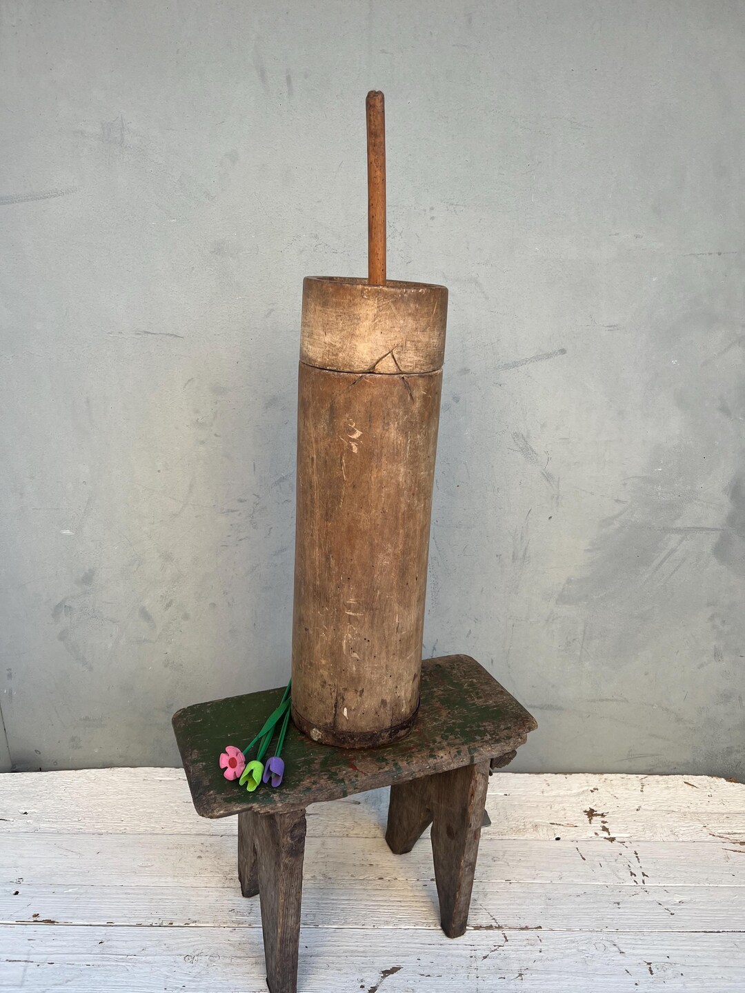 Antique Wooden Butter Churn, Rustic Primitive Decor, Flower Vase - Etsy