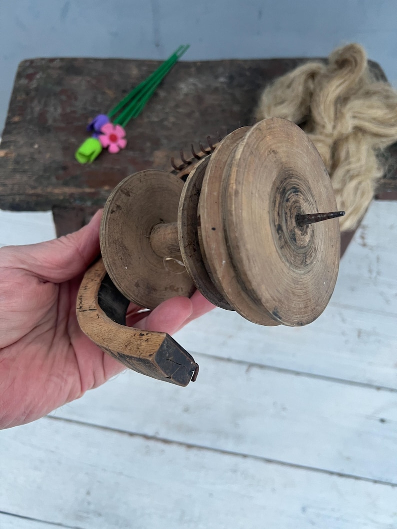 Vintage Wooden Spinning Wheel Spool, Primitive Decor, Theater Prop - Etsy