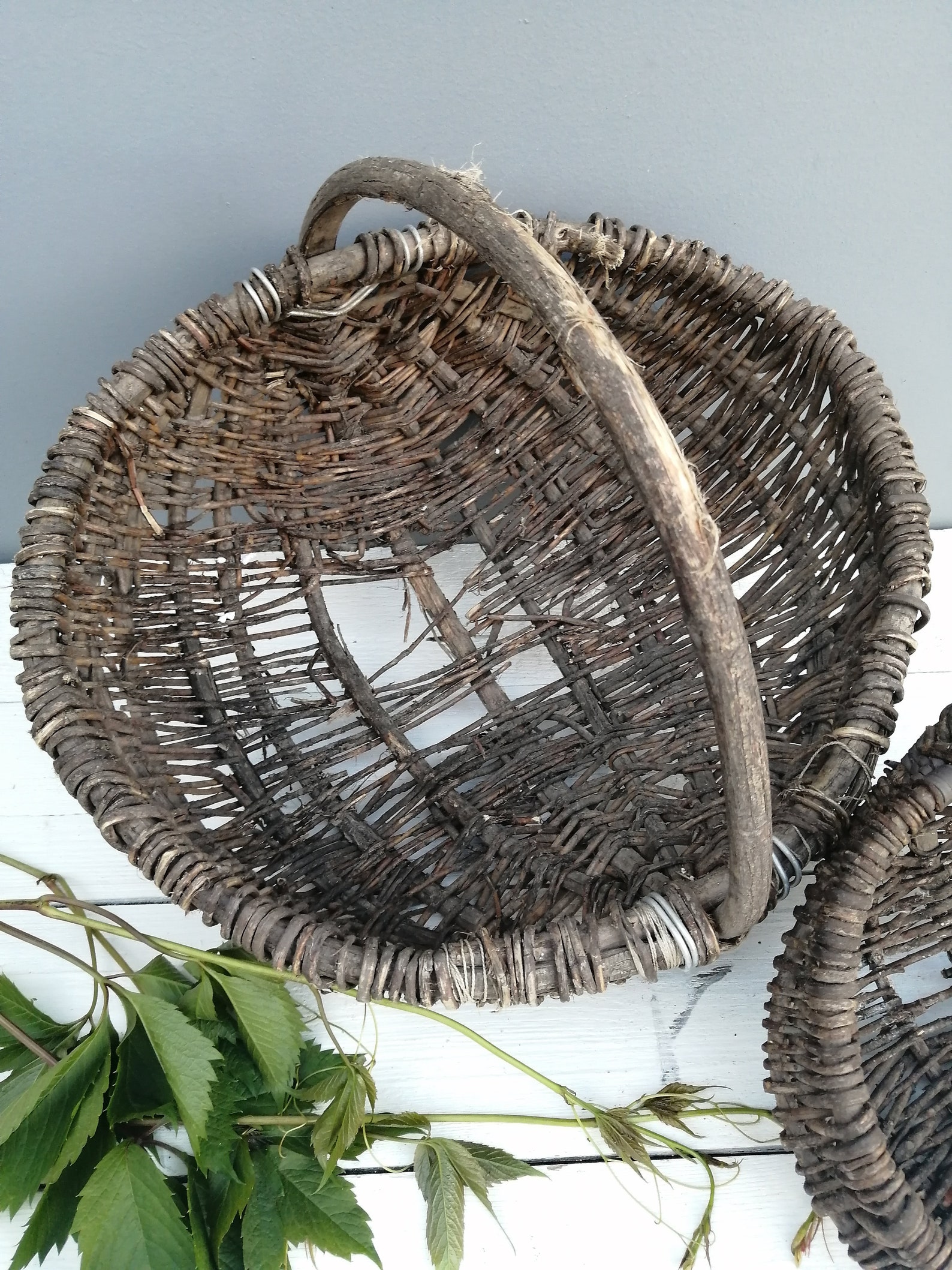 Wicker Basket Bag Outdoor Planter Garden Planters Garden | Etsy