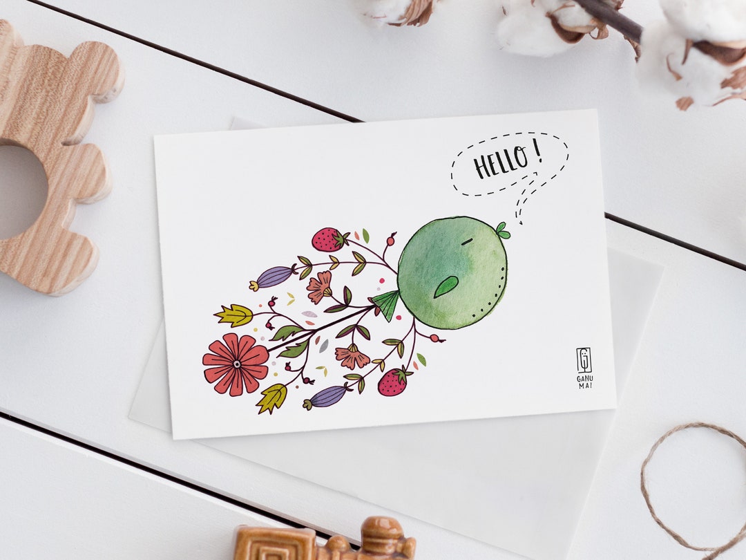 Illustrated Map Format A6 Hello Postcard - Etsy