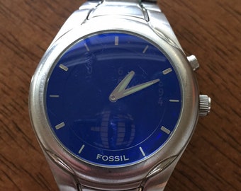 Fossil blue watch | Etsy