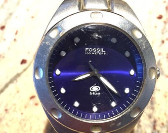 Fossil blue watch | Etsy