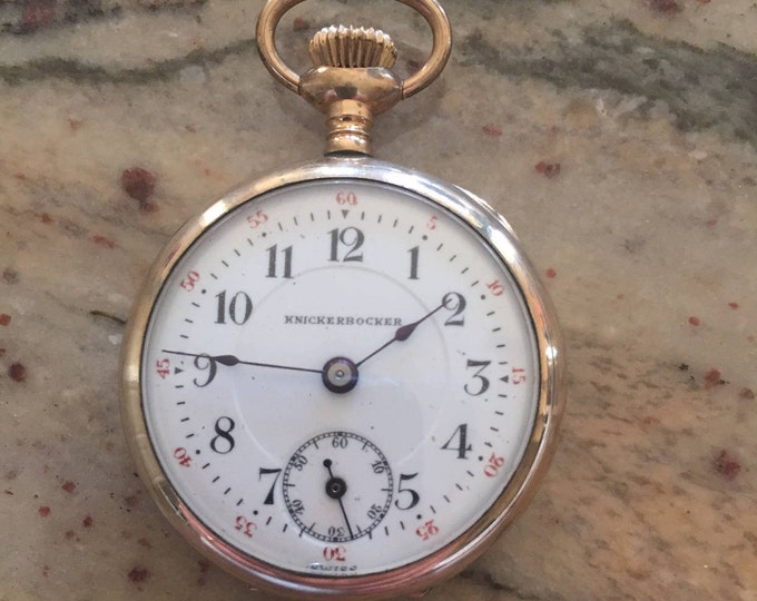 Antique Knickerbocker Watch Co (swiss) Vintage Gold Plated Pocket Watch ...