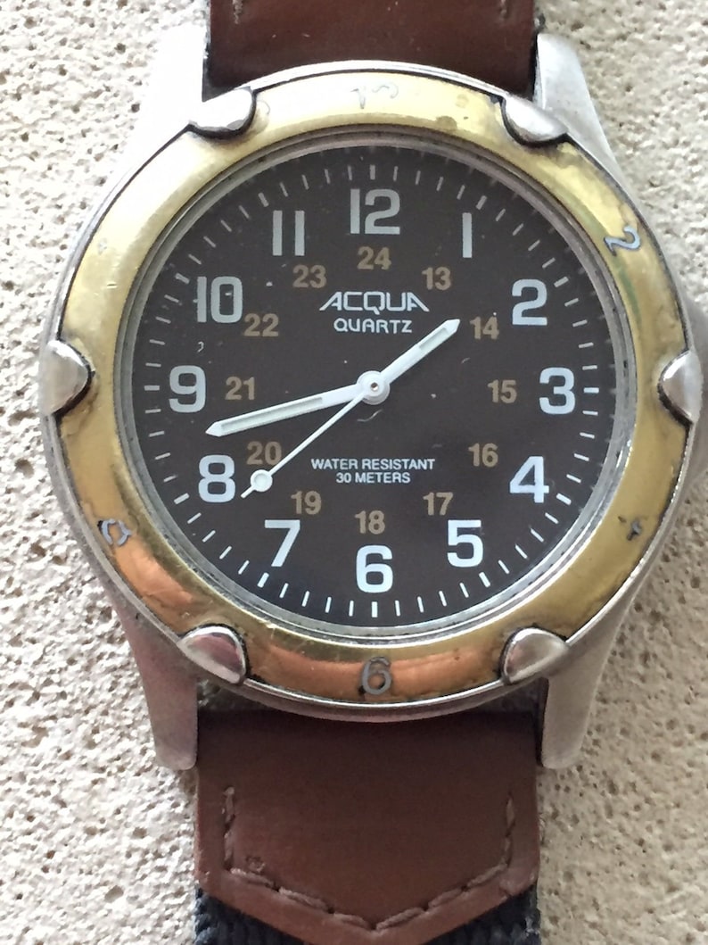 Vintage ACQUA by TIMEX Mens Qtz Watch W/R30M Stainless - Etsy