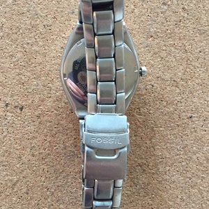Vintage FOSSIL BLUE Mens ALL Stainless Steel Qtz Watch Black/copper ...