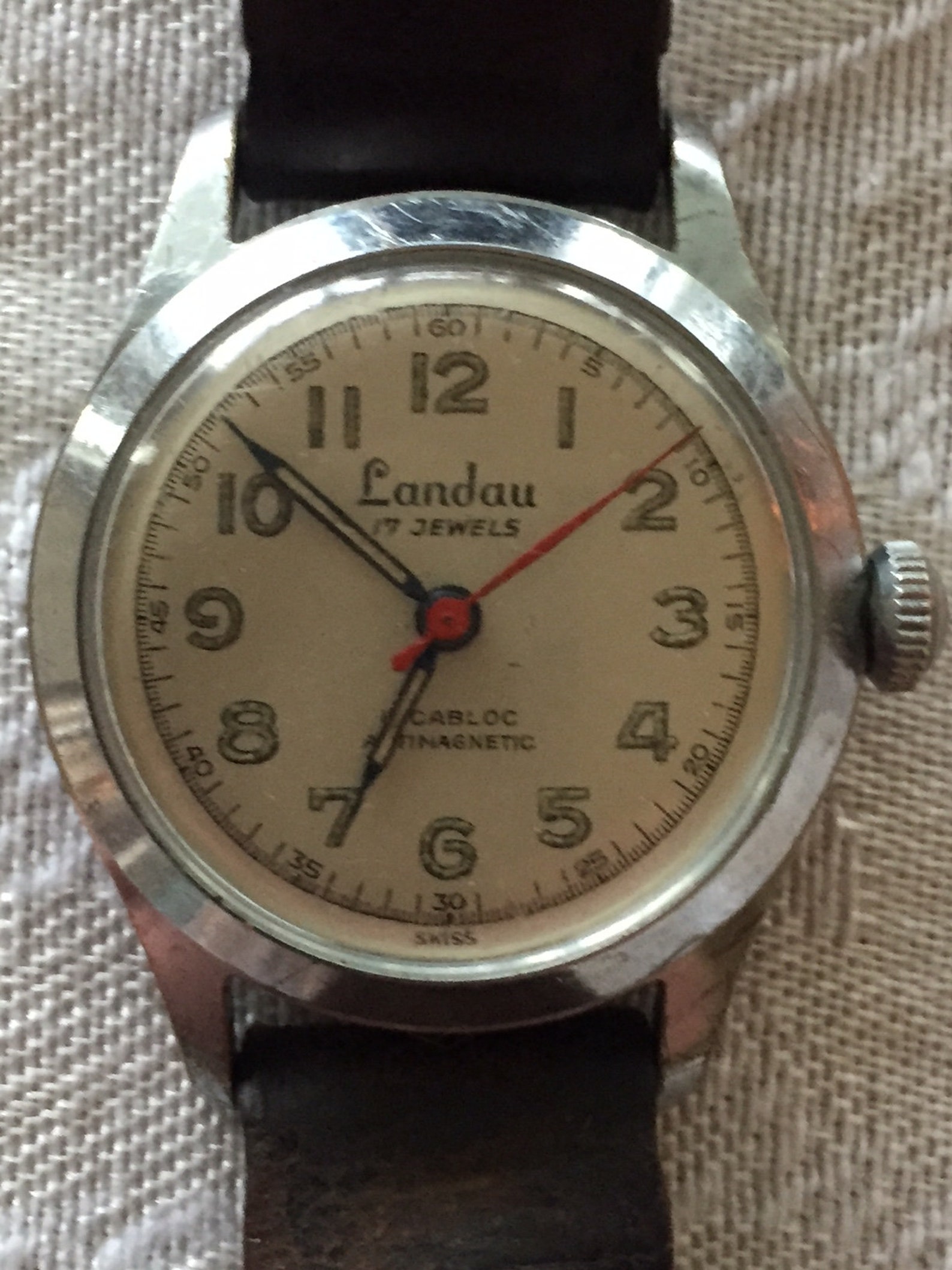 Landau SWISS Vintage 32mm Unisex Watch 17 Jewels Mechanical Incabloc ...