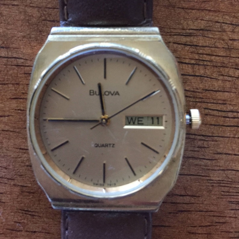 Bulova Vintage Mens Swiss Quartz Goldtone / Stainless W - Etsy