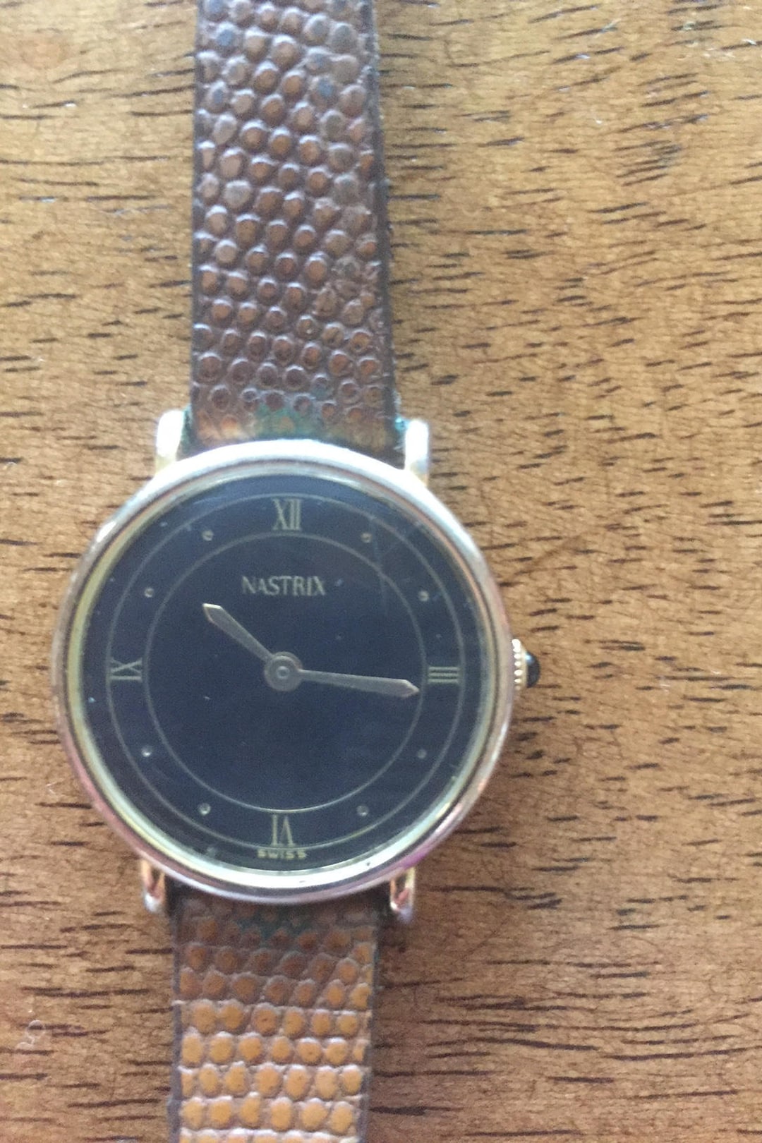 Nastrix (swiss) Vintage Unisex Mechanical Wind Gold Plated Watch Lizard ...