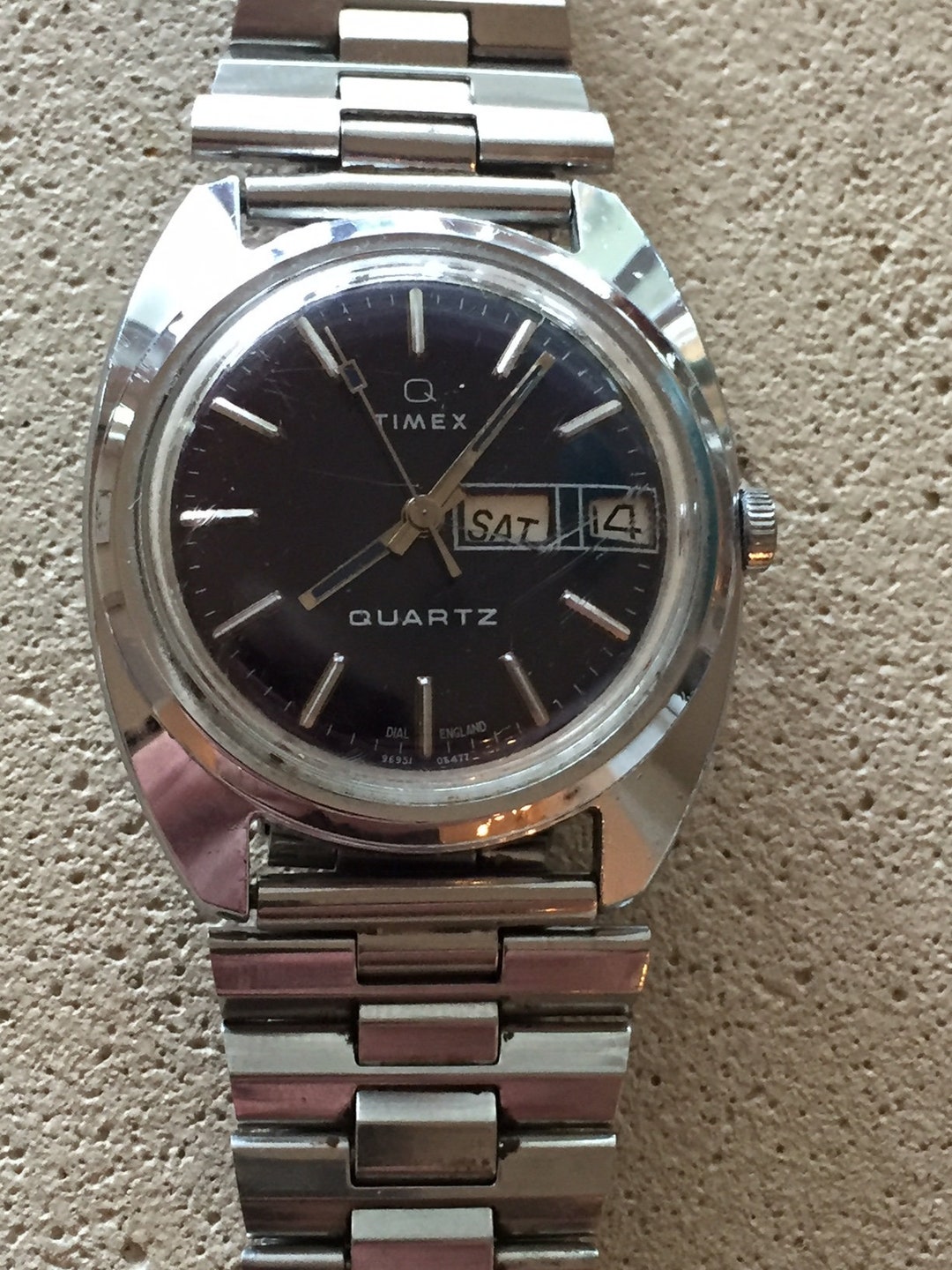 Vintage TIMEX Mens Qtz Blue Dial Day/date Dial Made in ENGLAND New ...